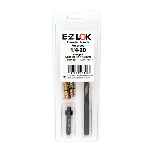 E-Z Hex™ Threaded Insert Installation Kit for Soft Wood - Flanged - 1/4 ...
